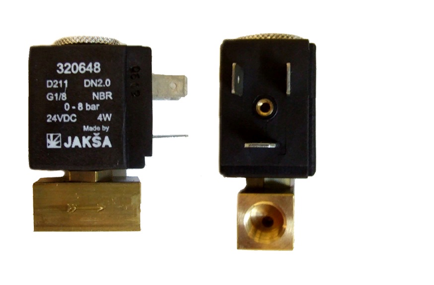 Клапан электромагнитный D211 DN2.0 Jaksa G1/8, 0-8 bar, NBP 24 VDC 4W ...